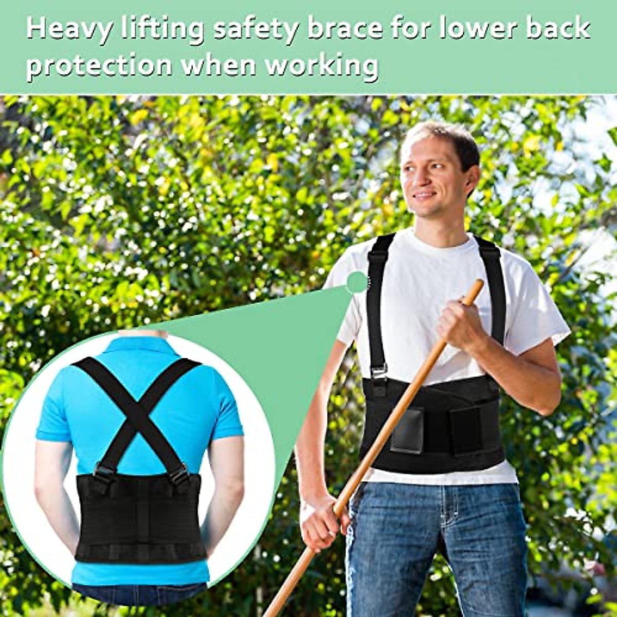 Back Brace Lumbar Back Support Belt for Women and Men , Lower Back Pain Relief Lumbar Support with Removable Suspender Straps , Lower Back Support for Heavy Lifting at Work,Moving and Warehouse Jobs 5XL(53"-65")