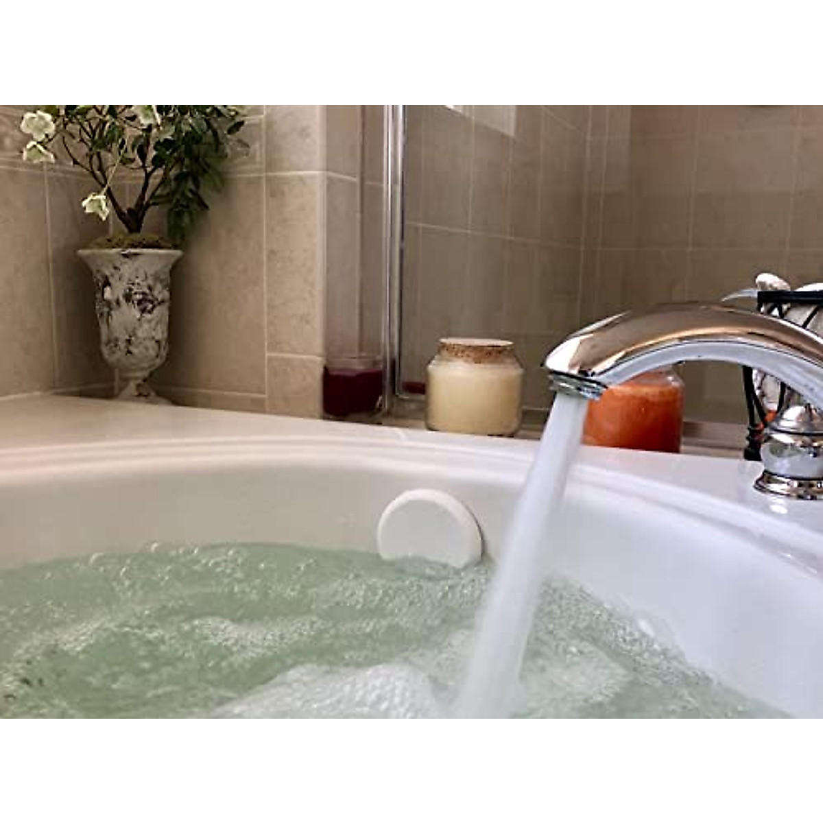 LORD OF LEISURE Madam of Leisure Infinity Bath Overflow Drain Cover - Fill Your Bathtub as High as You Dare - Not for Overflow Drains with a Lever (3.6" x 0.8", White)