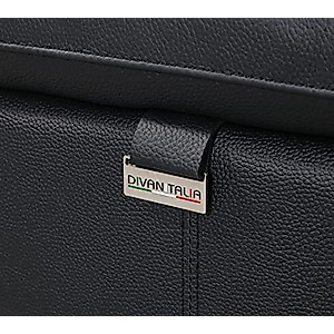 Blackjack Furniture Weston Collection Italian Leather Living Room, Den Loveseat, Black