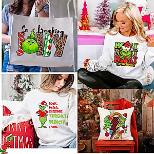 4 Sheets Christmas Iron on Vinyl Transfers Stickers Heat Transfer Design Christmas Iron on Transfers Patches Christmas Iron on Decals for T-Shirt Clothing Bags Pillow DIY Craft Supplies