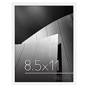 Americanflat 8.5x11 Picture Frame in White - Thin Border Photo Frame with Shatter Resistant Glass - Horizontal and Vertical Formats for Wall and Tabletop