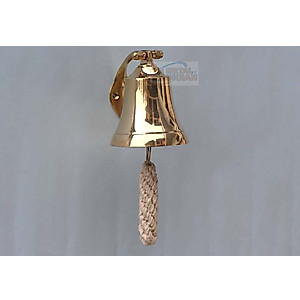 3" Solid Old Antique Brass Bell Quality Marine Wall Mounted Nautical Ship Hanging Bell Perfect for Dinner, Indoor, Outdoor, School, Bar, Reception, Last Order & Church by The Metal Magician