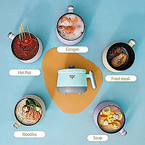 Avkobow Smart Automatic Multi-function Electric Hot Pot 1.8L, Shabu Shabu Mini Non-Stick Hot Pot with Multi-Power Control, Electric Cooker with Tempered Glass Lid for Family, Party and Friends Gathering (Green)