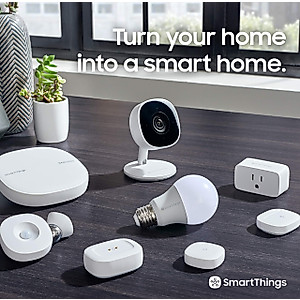 Samsung SmartThings Indoor Security Camera (GP-U999COVLBDA), 1080P HD Video with HDR, Night Vision, Advanced Motion Detection, and Two-Way Audio – Black/White
