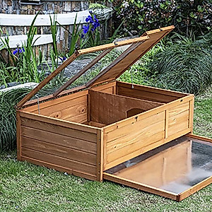 Ogrmar 38" x 13" x 24" Wooden Tortoise House Large Tortoise Habitat Enclosure Cage with Removable Bottom for Indoor & Outdoor Small Animals and Reptile