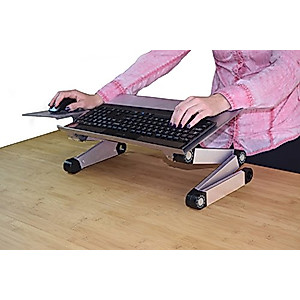 WorkEZ Keyboard and Mouse Tray ergonomic on-desk riser adjustable height angle negative tilt Raise computer keyboards to Standing sit stand-up standing accessories lift silver