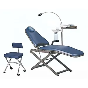 REEHUT Portable Patient Chair with Tray with Integrated LED Exam Light with Dentist Stool + Nylon Bag