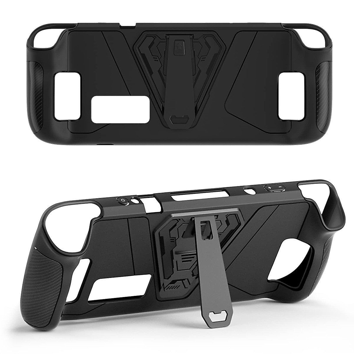MOJOXR Metal Kickstand Protective Case for Steam Deck-Accurate Cutouts TPU Cover with Stable Stand, Great Case Accessories Fit for Official Carrying Case，Enhanced Comfort and Protection (Black)