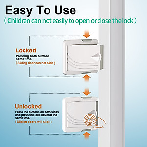 Sliding Door Lock, 2 Pack Child Safety Sliding Glass Door Lock for Sliding Glass Doors, Sliding Windows, Sliding Closet, etc. Easy to Installation Provides More Security for Your Baby and Pets
