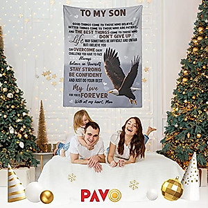 New 2023 Son Gifts from Mom to Son Eagles Throw Blanket - to My Son Blanket - Animal Gift Ideas for Son on Graduation Day, Birthday, Thanksgiving, Christmas, Mother's Day - 50" x 60" Fleece Blanket