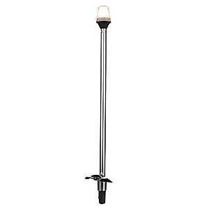 Attwood 7100A7 Stowaway Light with Plug-in Base, 24-Inch-Long Pole, 2-Mile 360-Degree Illumination for Boats Up to 65.6 Feet
