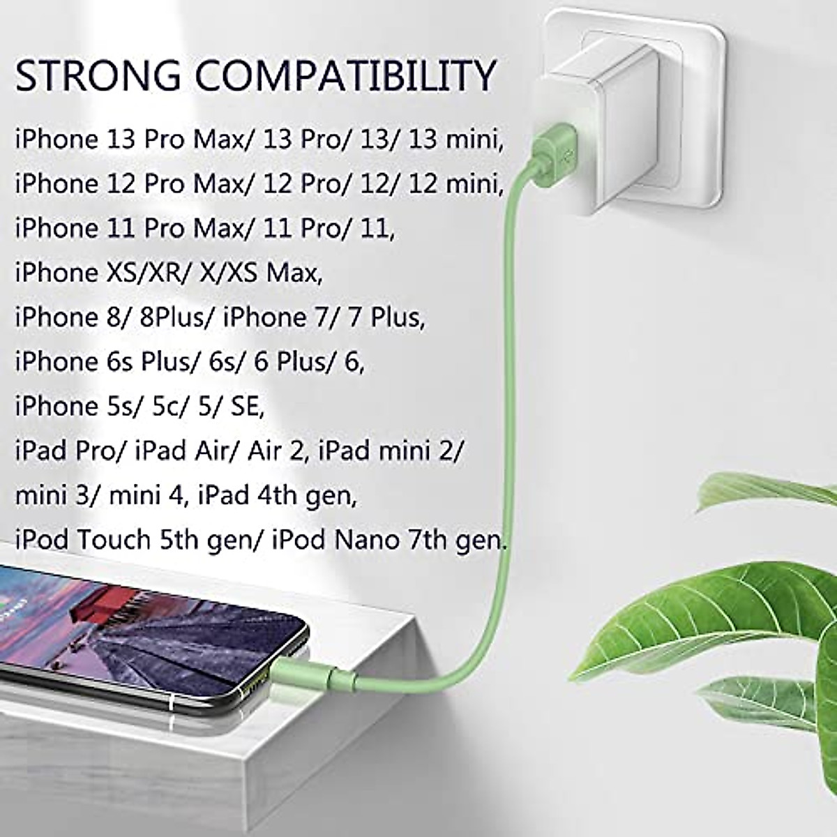 iPhone Fast Charger Cable 5Pack color [Apple MFi Certified] 6FT Long Lightning Cable High Speed Charging Data Sync USB Cord Compatible iPhone 13/12/11 Pro Max Mini/XS MAX/XR/X/8/7/Plus/6S iPad AirPods