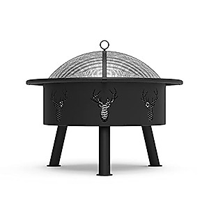 Blue Sky Outdoor Living WBFB29-MD 29” Round Barrel Wood Fire Pit with Steel Ring