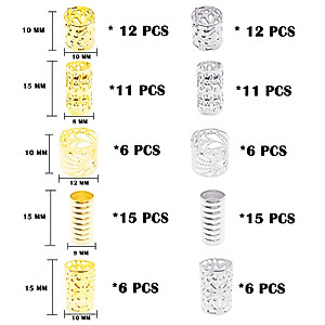 100 PCS Gold Hair Cuffs Hair Beads for Girls Silver Hair Jewelry for Braids Accessories, Flosius Hair Charms for Braids Dreadlock Accessories Loc Jewelry for Black Women