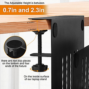 LUKETURE Desk Side Storage, Under Desk Laptop Holder, 2 Tier Steel Hanging Desk Storage, No Drill Under Desk Organizer, with Pen Holder, Hanging Desk Storage for Office and Home (Black 2 Tier)