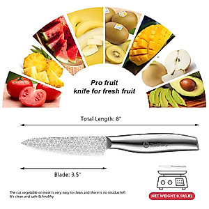TooSharp Paring Knife, Kitchen Knife 3 Inch Forged with German Stainless Steel, Full Tang Ergonomic Handle, Super Sharp to Hold an Edge, for Paring, Chopping, Slicing Fruits Vegetables, Silver