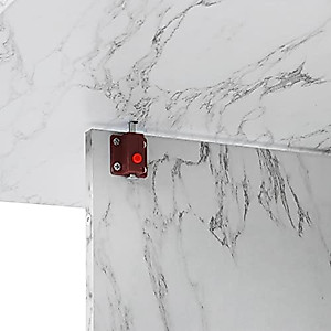 DINAZA Folding Dining Table Drop Leaf Table for Small Spaces with Storage Racks Multifunction Space Saving Table Extension Dinner Table for Kitchen Bedroom Dining Room White Marble