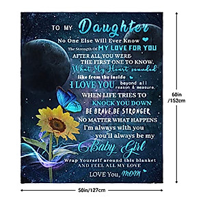 OWQRT to My Daughter Blanket from Mom 50x60 Inches Soft Flannel Throws Blankets Birthday Gift Rabbit Lightweight Shaggy Blankets Home Decor for Sofa Couch Chair Bedroom for Daughter