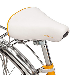 Schwinn Wayfarer Adult Hybrid Bike, Mens and Womens, 16-Inch/Small Steel Step-Through Frame, 7-Speed Drivetrain, Rear Rack, 28-Inch Wheels, Yellow