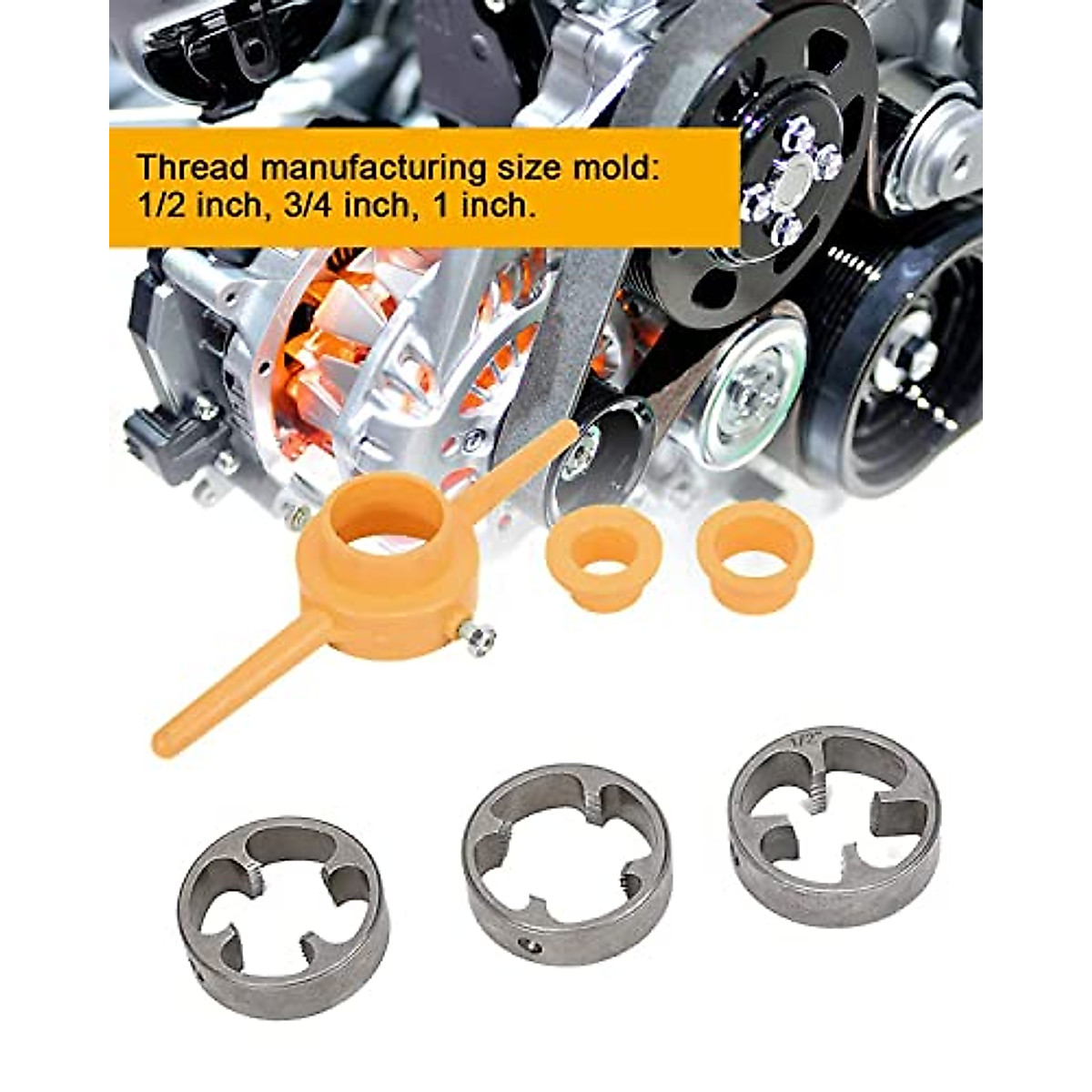 Tap and Die Set, Hosrnovo 6 PCS PVC Pipe Threader Plumbing Tool Kit with 3 Dies 1/2”, 3/4" and 1” for Home