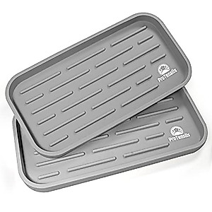2 Pcs Silicone Kitchen Sink Organizer for Sponge Holder, Soap Dispenser - Bathroom Organizer pack of 2, 10” x 5.3” x 0.67” (Grey)