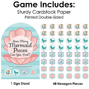Big Dot of Happiness Let’s Be Mermaids - Baby Shower or Birthday Party Scavenger Hunt - 1 Stand and 48 Game Pieces - Hide and Find Game