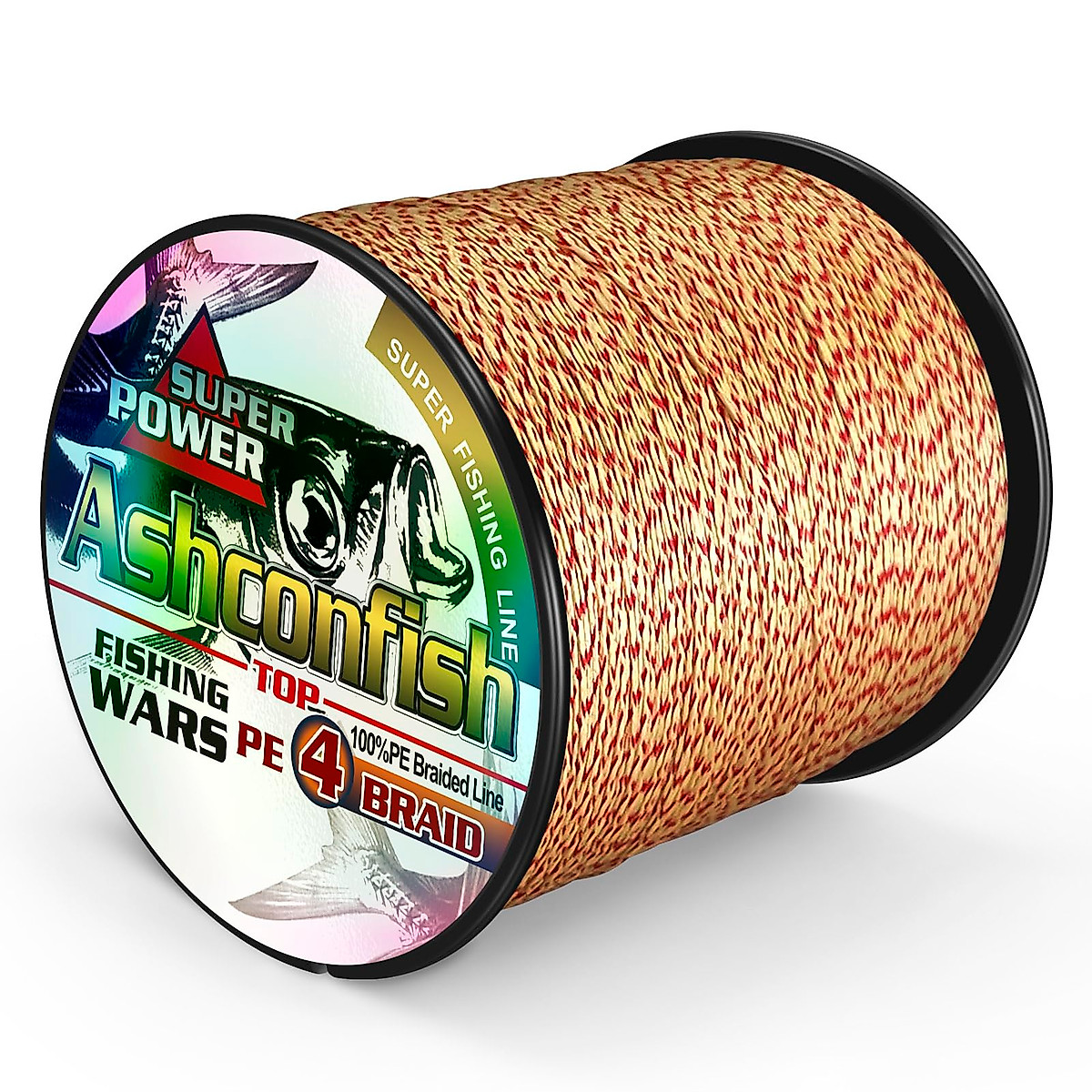 Ashconfish Braided Fishing Line- 4 Strands Super Strong PE Fishing Wire Heavy Tensile for Saltwater & Freshwater Fishing -Abrasion Resistant - Zero Stretch- 300M/328Yds 15LB Red and Yellow