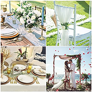 2 Pack Table Runners - SGAOFIEE 10ft Beige Cheesecloth Table Runner,35x120 inches Boho Table Runner,Rustic Sheer Table Decor for Romantic Bridal Shower, Baby Shower, Birthday Party Cake Table(Beige)