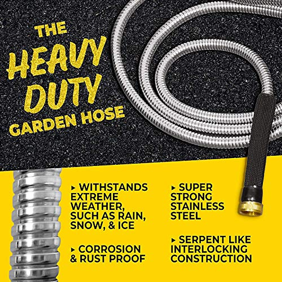 Bionic Steel PRO Garden Hose - 304 Stainless Steel Metal 25 Foot Garden Hose – Heavy Duty Lightweight, Kink-Free, and Stronger Than Ever with Brass Fittings and On/Off Valve – 2023 Model