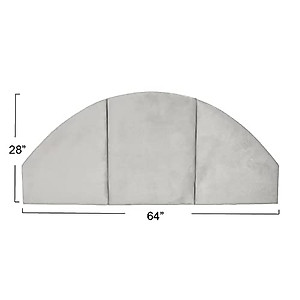 Main + Mesa NoSom Upholstered Velvet Sound Reducing Panel Arched Headboard, Grey, Queen