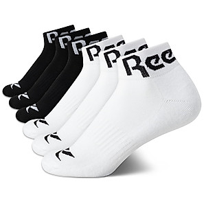 Reebok Women's Comfort Cushioned Athletic Quarter Cut Socks (6 Pack), Size 4-10, BlackWhite