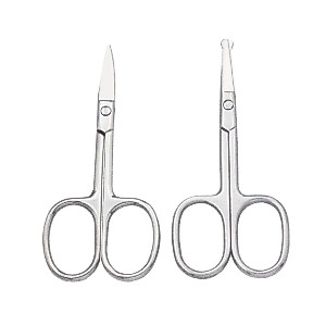 Motanar Eyebrow and Nose Hair Scissors, 3.7” Stainless Steel Professional Facial Nose Hair Trimmer Scissors for Women and Lace Wigs 2 Pieces