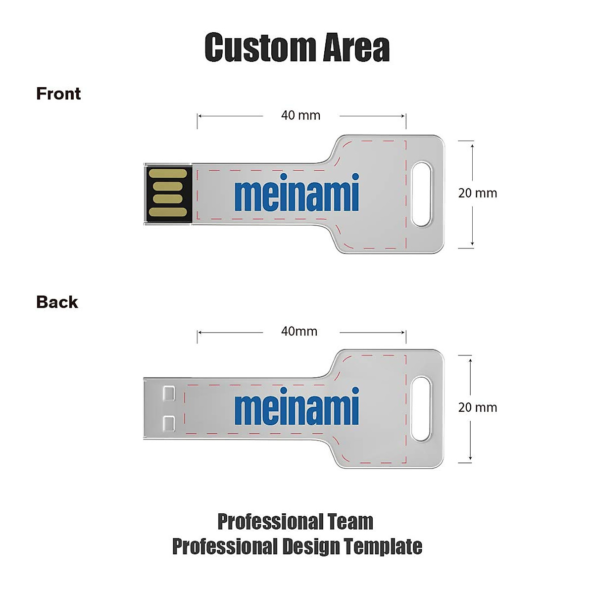 MEINAMI Customized Key Shape USB Flash Drive Thumb Drive Personalized Metal Memory Stick 8GB 25 Pack