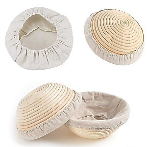 7 Packs 9 Inch Round Bread Proofing Basket Cloth Liner Banneton Sourdough Bread Proofing Natural Rattan Baking Dough Basket Cover for Home Baking,Professional Baking Supplies