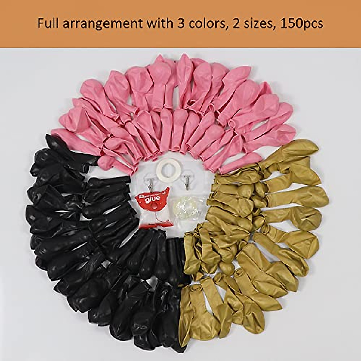 EROOCAI Pastel Pink Black Balloon Garland Arch Kit -150pcs Chrome Gold Balloons in Different Size for Baby Shower Bridal Shower Birthday Party Gender Reveal Party Decorations