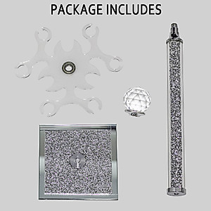 HMRCYTE Crystal Wine Glass Holder, 14" H Silver Wine Glass Rack, Crushed Diamond Home Decor, 6 Hook Freestanding Countertop Stemware Rack, Cup Drying Storage Holder for Kitchen Dinning Table Bar