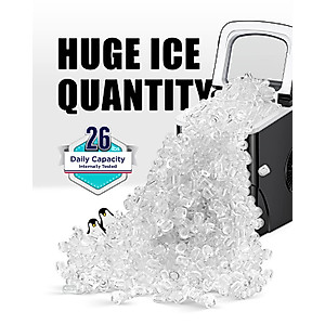 Ice Makers Countertop - Silonn Portable Ice Maker Machine for Countertop, Make 26 lbs Ice in 24 hrs, 2 Sizes of Bullet-Shaped Ice with Ice Scoop and Basket
