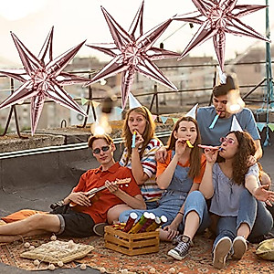 75 Pieces 26" Rose Gold Balloons Star Foil Balloons Mylar Balloons for Baby Shower, 12 Point Large Starburst Balloons for Gender Reveal, Wedding, Magical Prom or Engagement Party Decors Kids Surprise