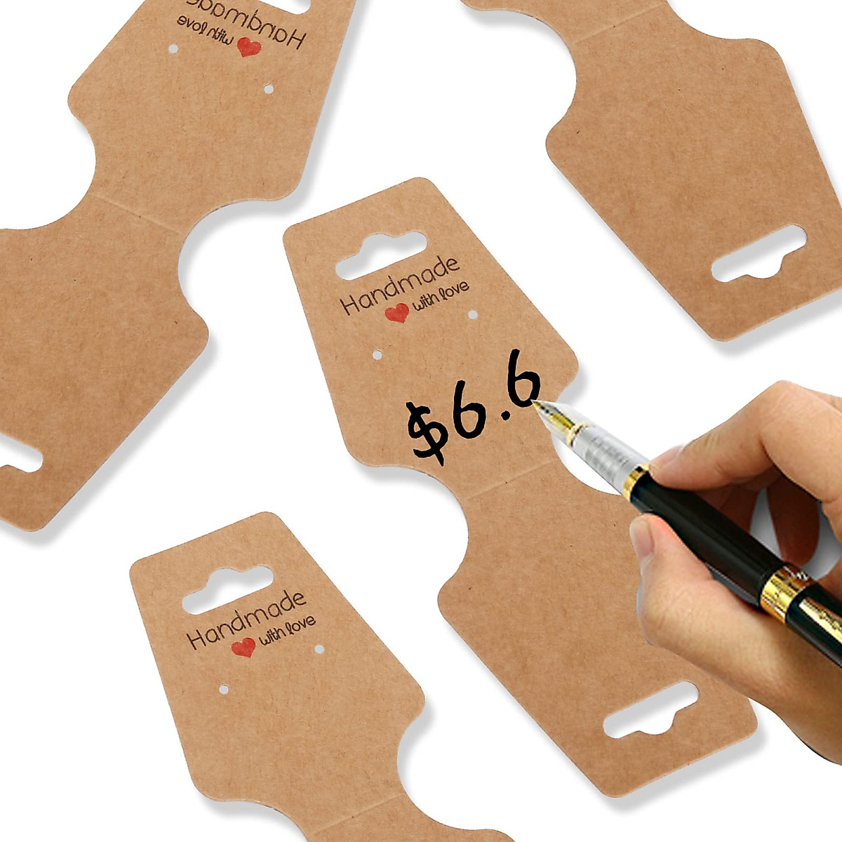 200PCS Bracelet Display Cards Sturdy Necklace Holder Cards Self Adhesive Jewelry Packaging Selling Card for Small Business of Keychain Earring Hair Band and Scrunchies Hanging