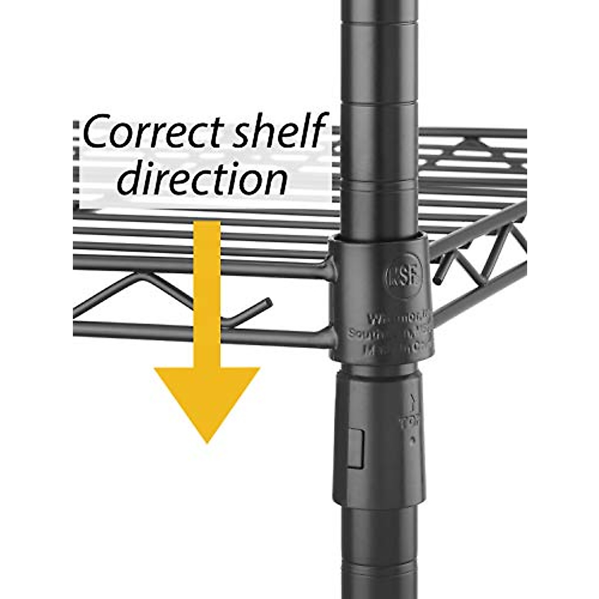 Whitmor Supreme Tier Shelving 5 Adjustable Shelving-500 Pound Weight Capacity Per Shelf-Leveling Feet, 18" x 48" x 74", Black