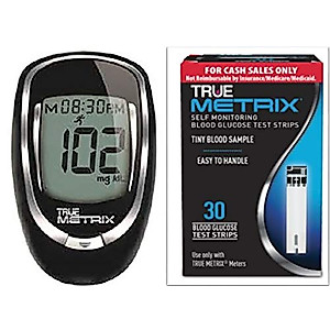 TrueMetrix Blood Glucose System Plus 30 Test Strips Bundle (Triple Sense Technology)