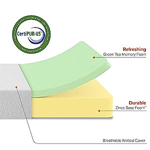 ZINUS 8 Inch Green Tea ActivFresh(R) Memory Foam Mattress, Queen, Mattress in A Box with Compact WONDERBOX Packaging, CertiPUR-US Certified
