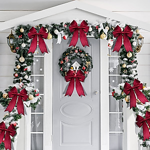 50 Yards 2.5 Inch Christmas Red Velvet Wired Ribbon Fabric Decorative Ribbon Gift Wrapping Ribbon for DIY Craft Christmas Holiday Bows Wreath Wedding Indoor Outdoor (Wine Red)