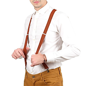 Action Ward Suspenders for Men | Y Back Elastic Suspender Braces (Brown Rust,1Pack)