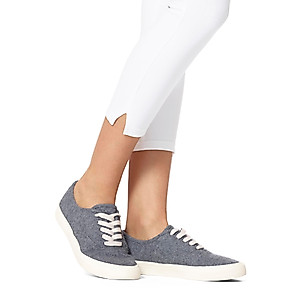 HUE Women's Ankle Slit Essential Denim Capri, White, Medium