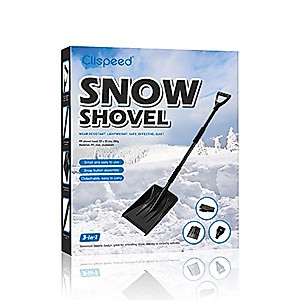 CLISPEED 3-in-1 Snow Shovel Kit Portable Snow Shovel with Ice Scraper and Snow Brush (Black)