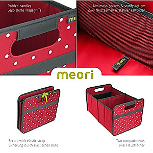 meori Hibiscus Red/Dots Foldable Box Large wipeable Solid Space-Saving Outdoor Lake Beach Weekend Shopping Transport Storage, 1-Pack