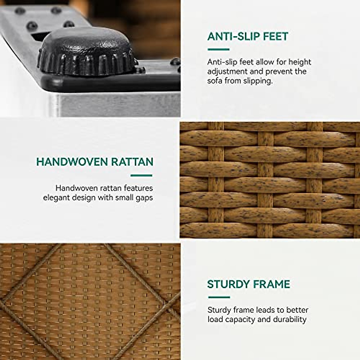 YITAHOME 7 Pieces Patio Furniture Set, Outdoor Sectional Sofa PE Rattan Wicker Conversation Set Outside Couch with Table and Cushions for Porch Lawn Garden Backyard (Yellow+Beige)