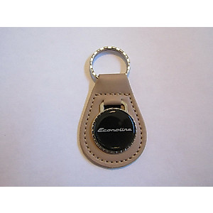 1961-1979 ECONOLINE VINTAGE SCRIPT EMBLEM LOGO LEATHER KEYCHAIN - BEIGE