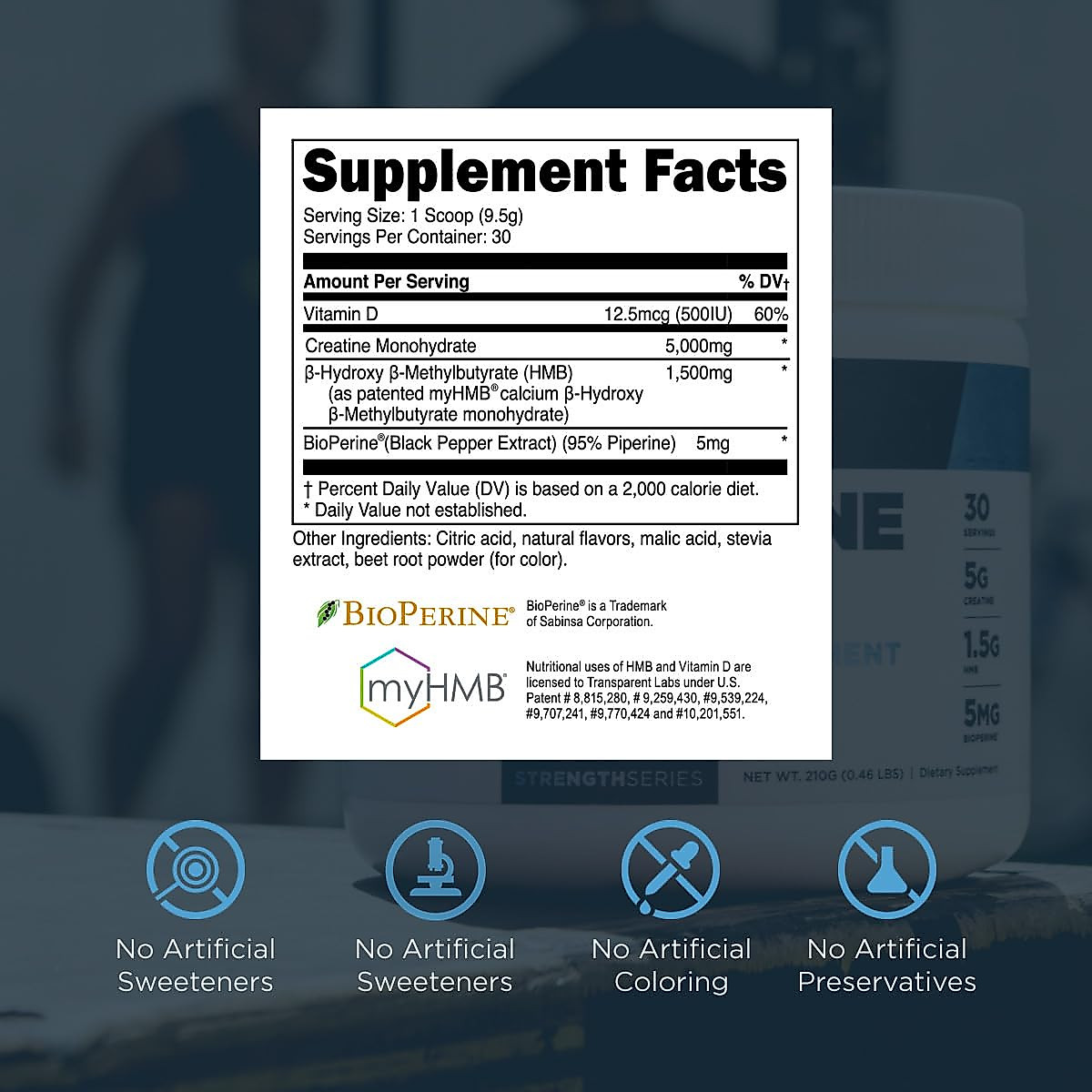 Transparent Labs Creatine HMB - Creatine Monohydrate Powder with HMB for Muscle Growth, Increased Strength, Enhanced Energy Output, and Improved Athletic Performance - 30 Servings, Strawberry Lemonade